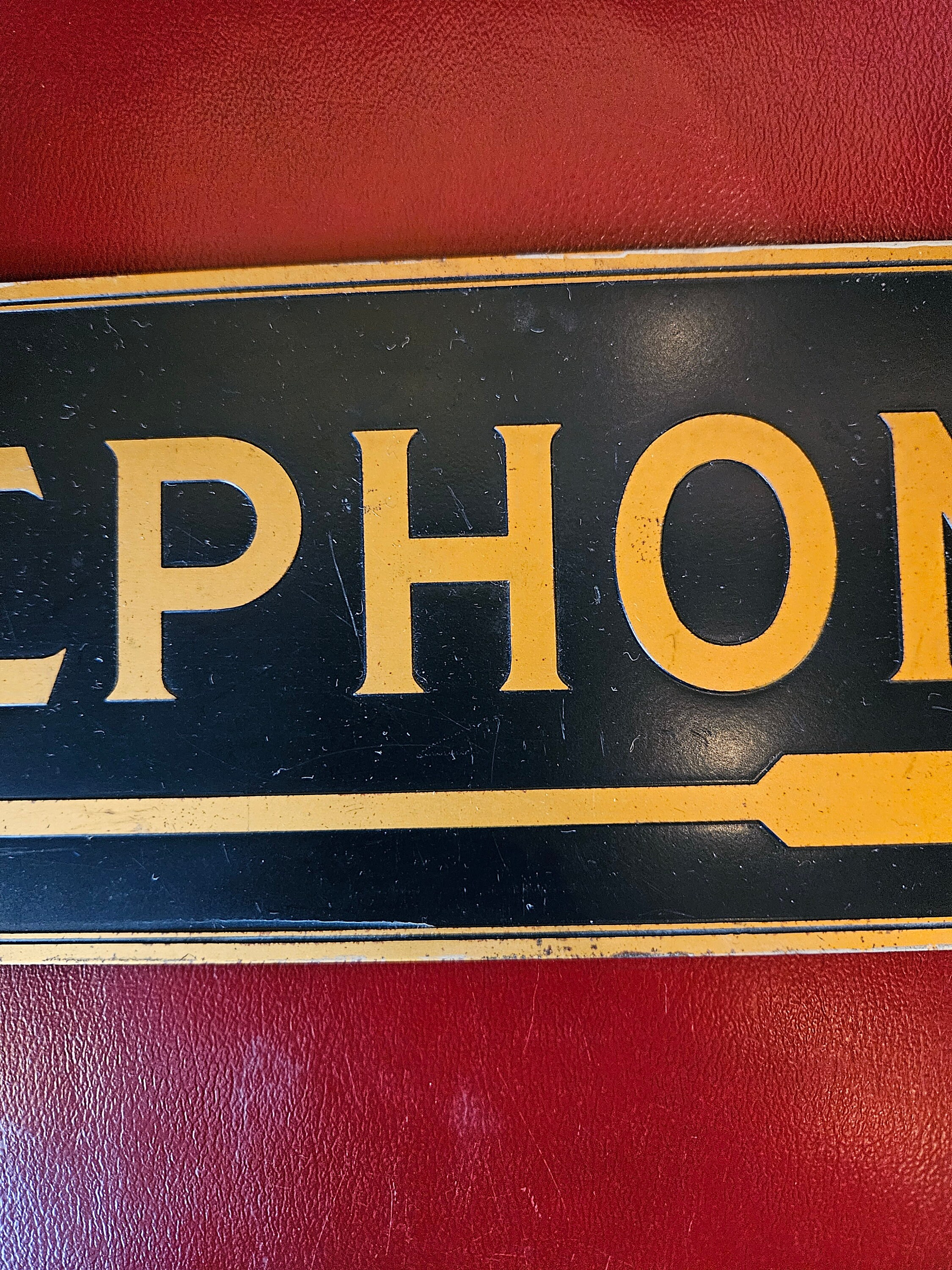 Vintage Art Deco 1930s Brass Enamel Telephone Arrow Sign - Etsy