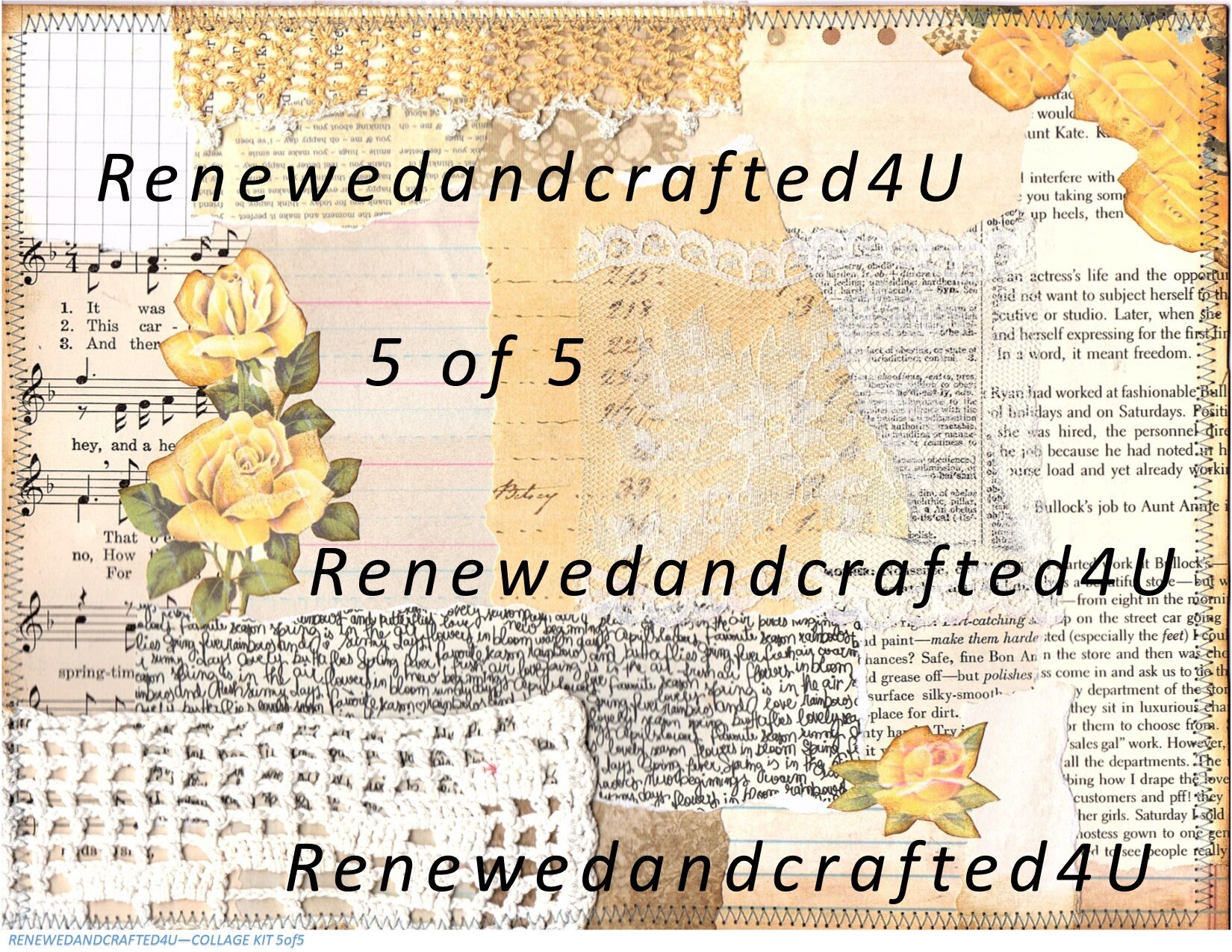 SALE Collage Kit 1 Digital Download Set of 5 - Etsy