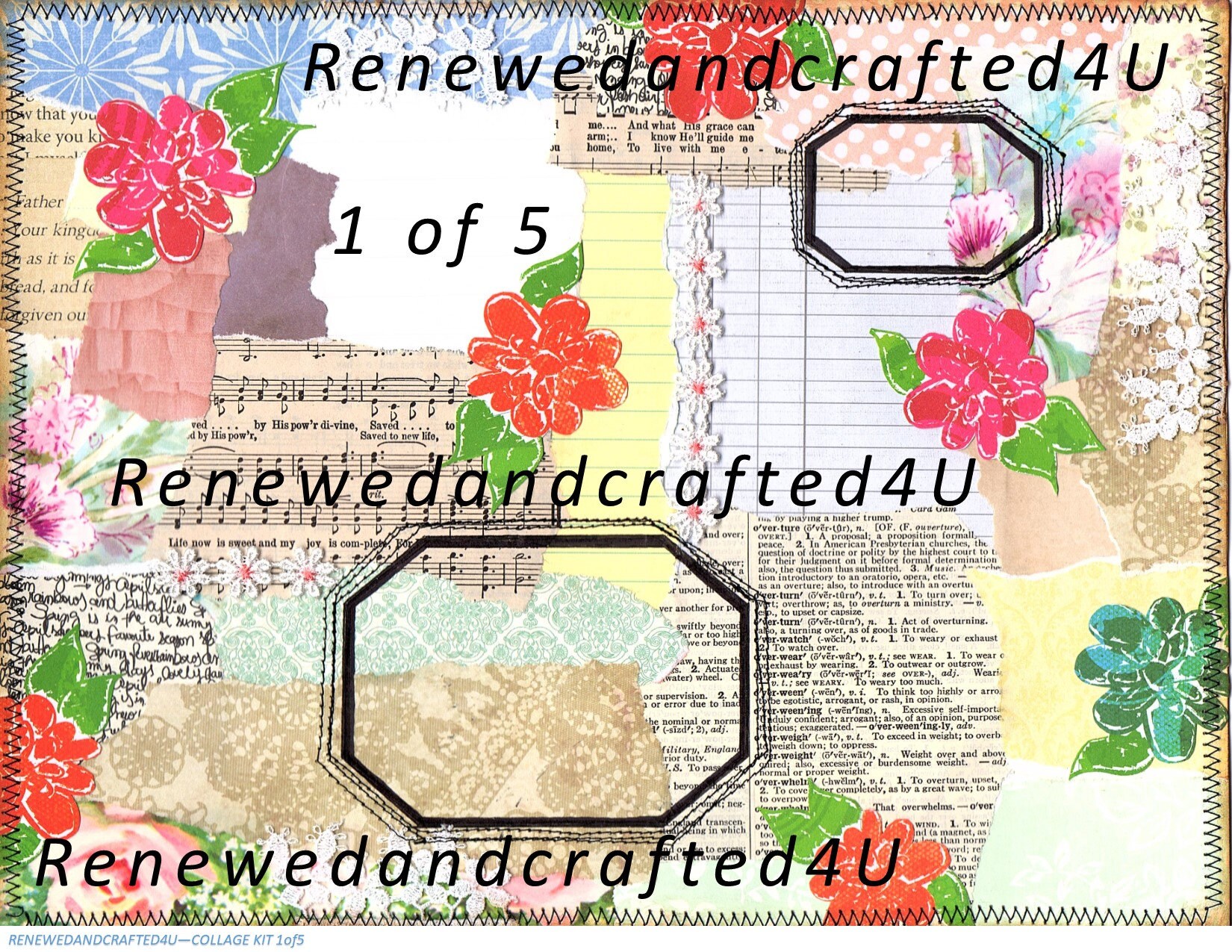 SALE Collage Kit 1 Digital Download Set of 5 - Etsy