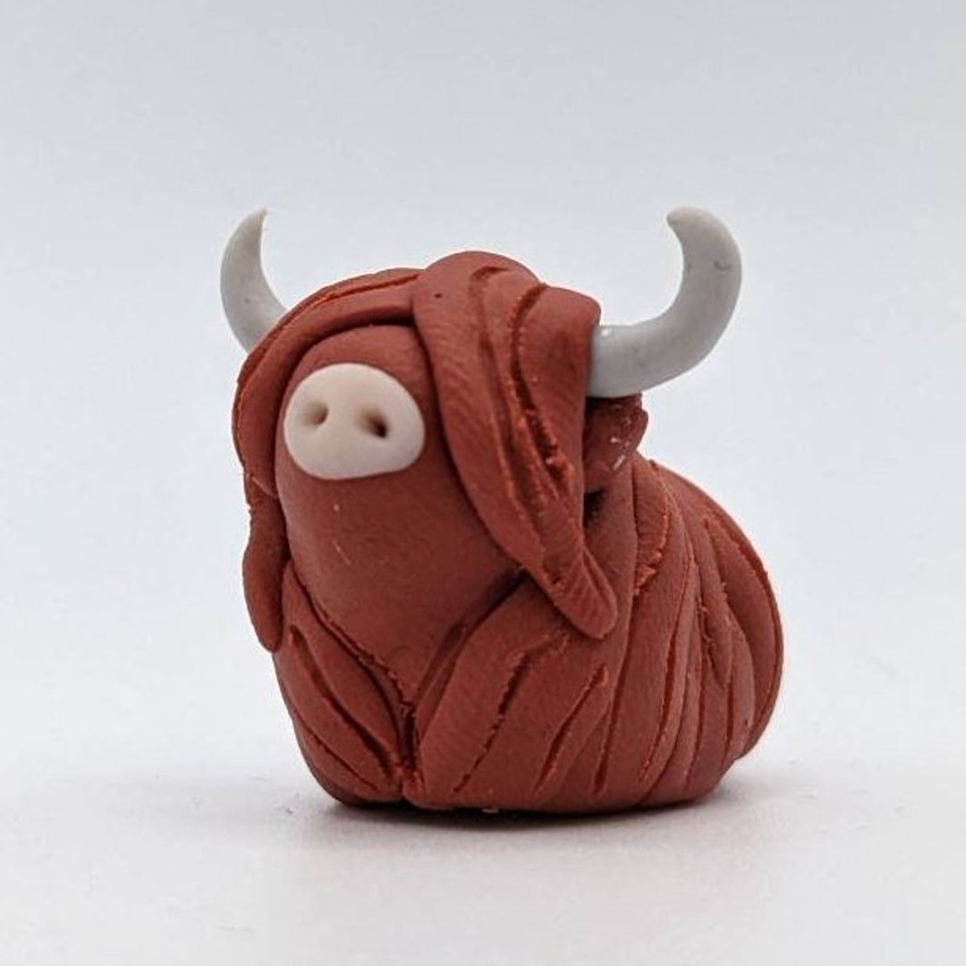 Highland Cow Tiny Polymer Clay Collectible - Etsy
