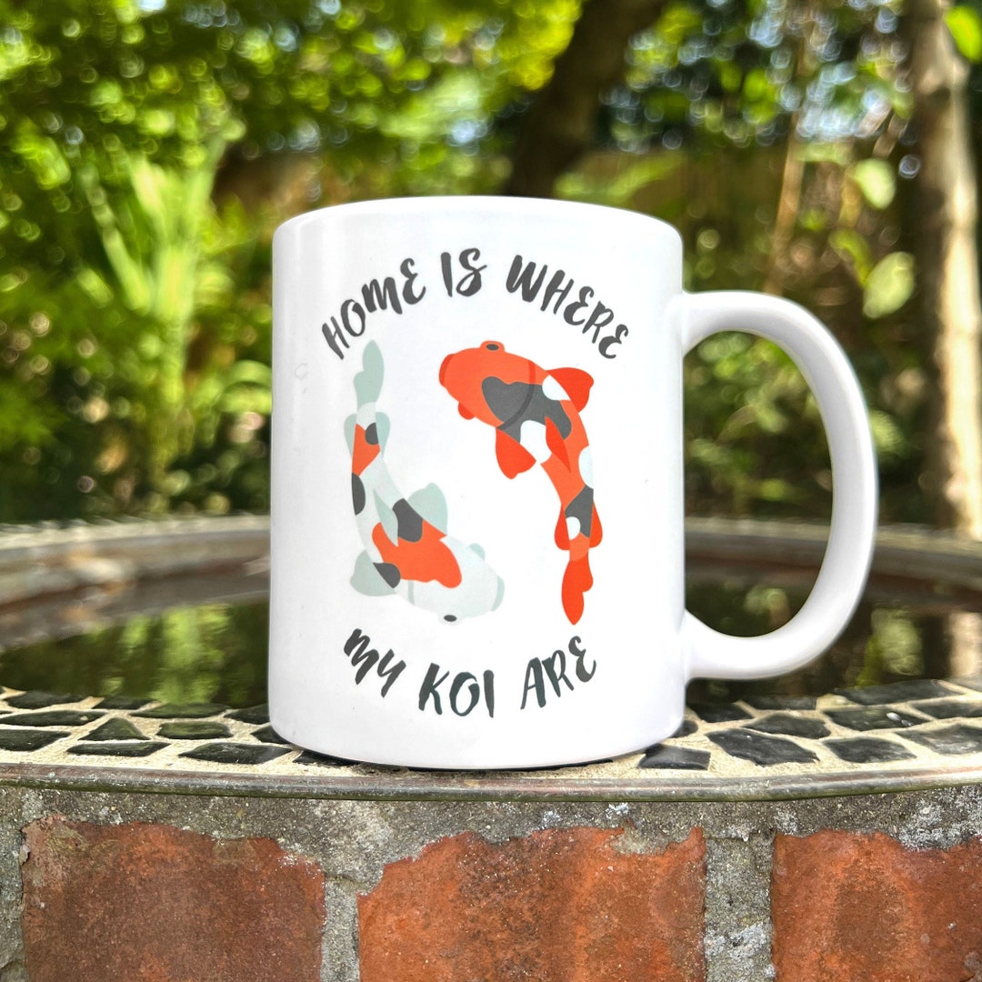 Koi Carp Coffee Mug - Japanese Fish Art Cup - Colourful Pond Design Mug ...