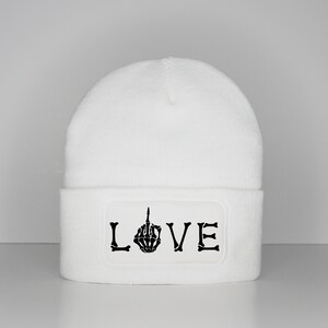 Love Skeleton Beanie Hat - Middle Finger Goth Beanie - Etsy UK