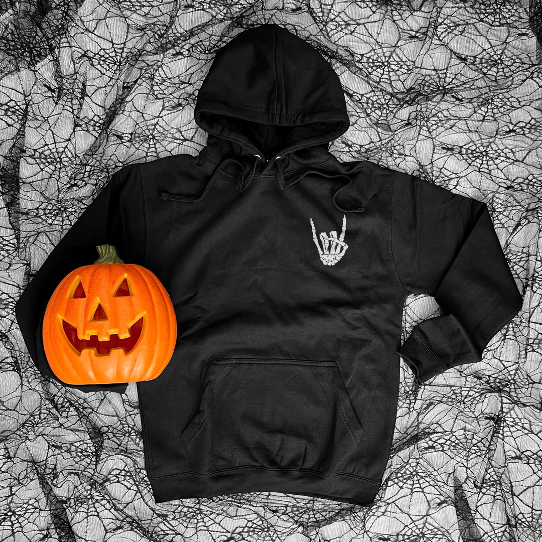 Rock Skeleton Hand Hoodie - Heavy Metal Salute - Etsy