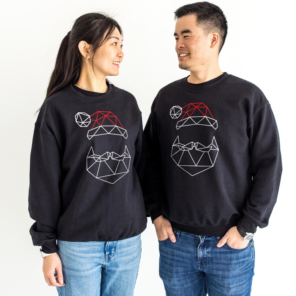 Geometric Santa Father Christmas Sweatshirt - Santa Claus Sweater ...