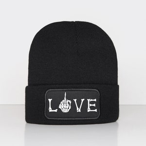 Love Skeleton Beanie Hat - Middle Finger Goth Beanie - Etsy UK