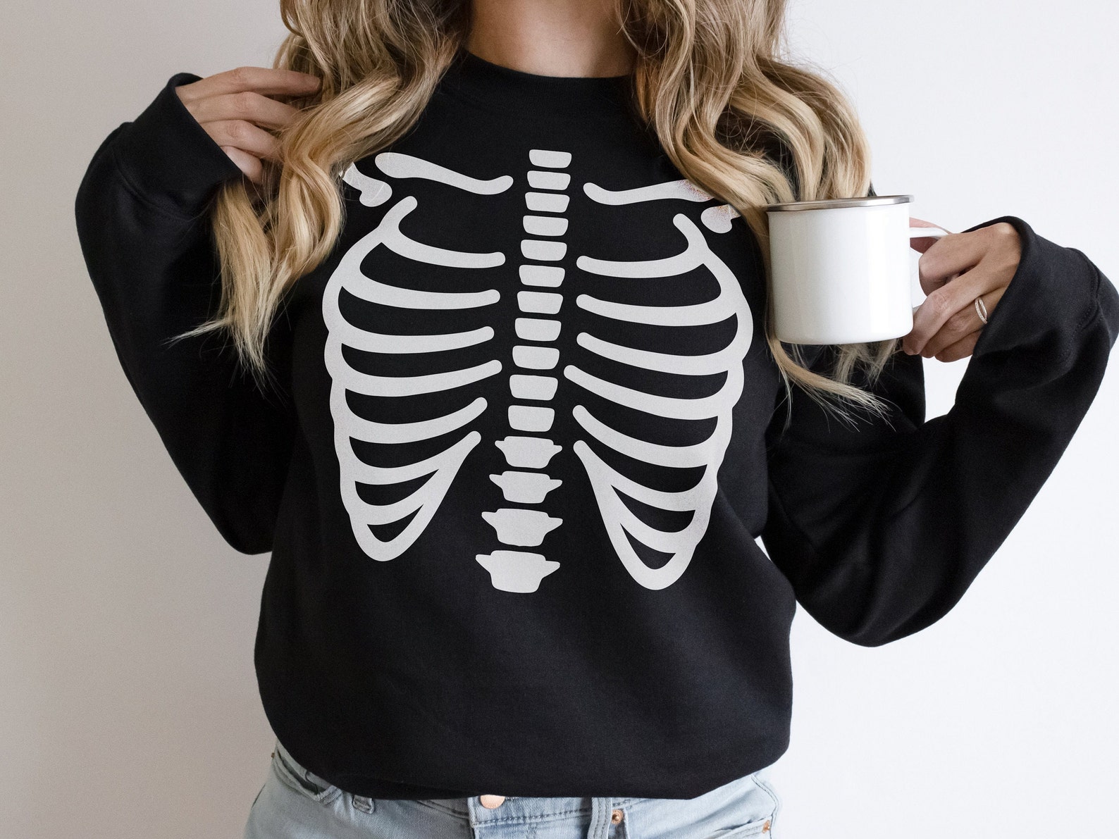 Halloween Skeleton Bones Rib Cage Sweatshirt Adult X Ray - Etsy