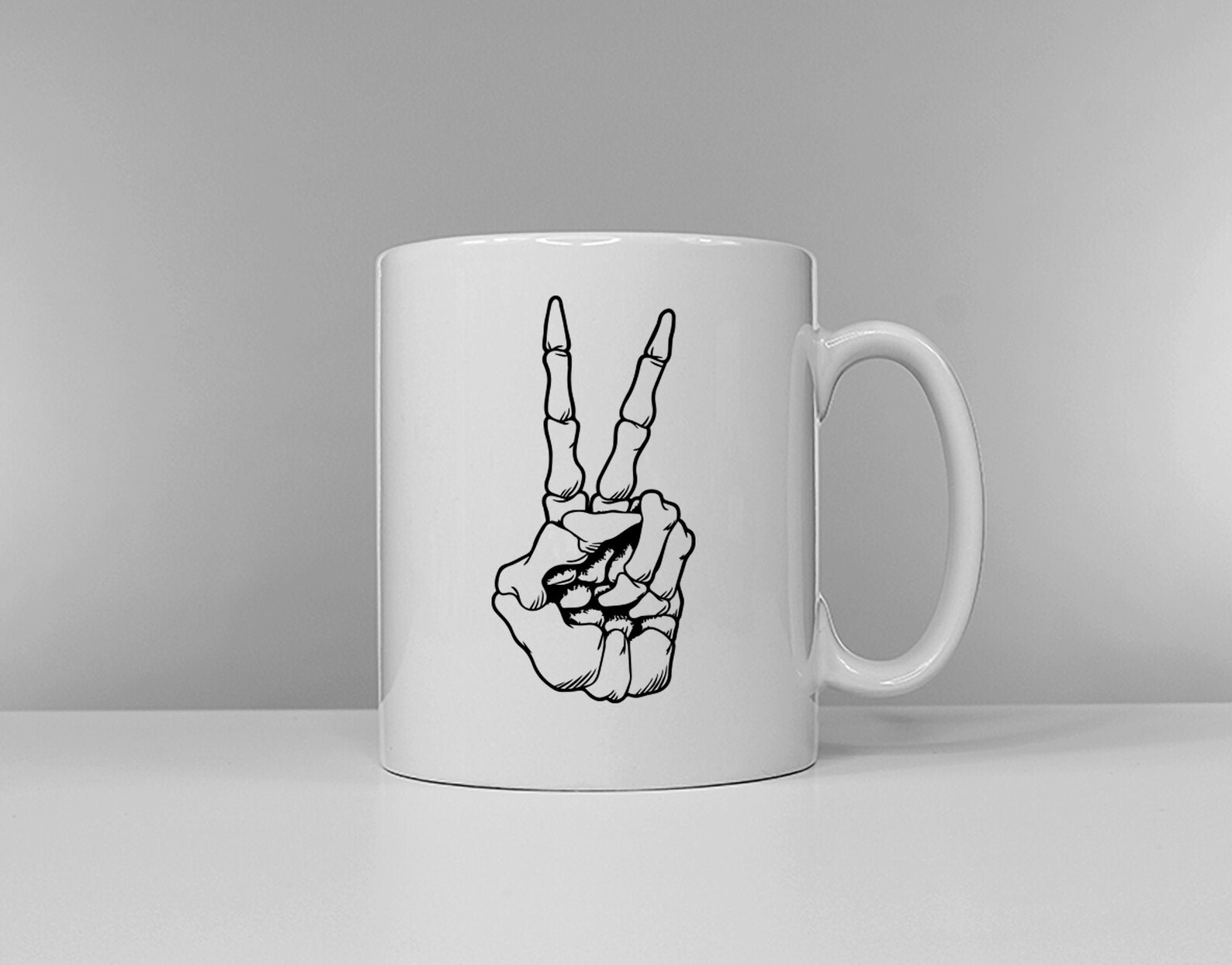 Skeleton Hand Peace Sign Coffee Mug - Goth Office Worker Gift - Etsy