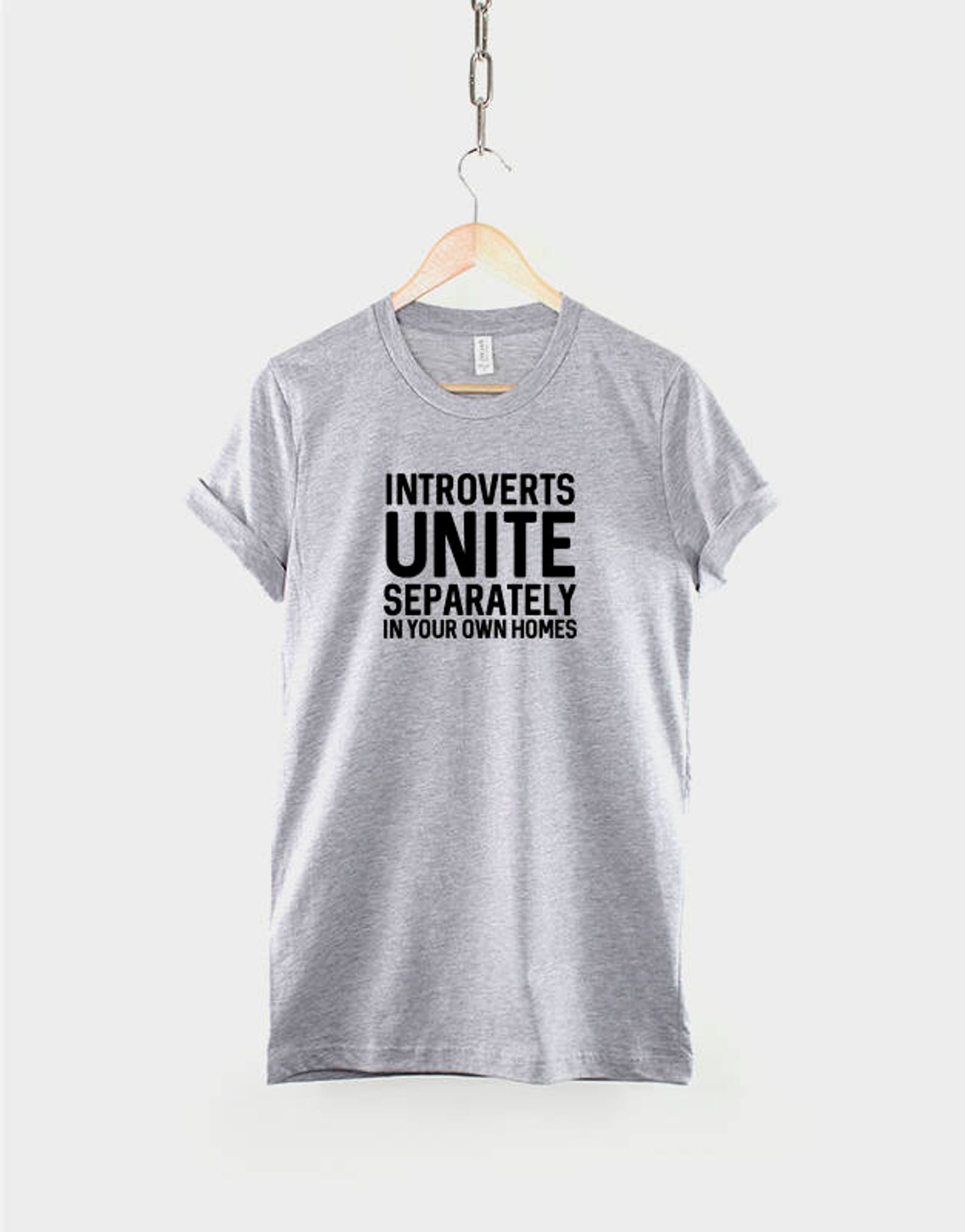 Introvert Fashion Slogan T-shirt, Introverts Unite Separately, Goth Emo ...