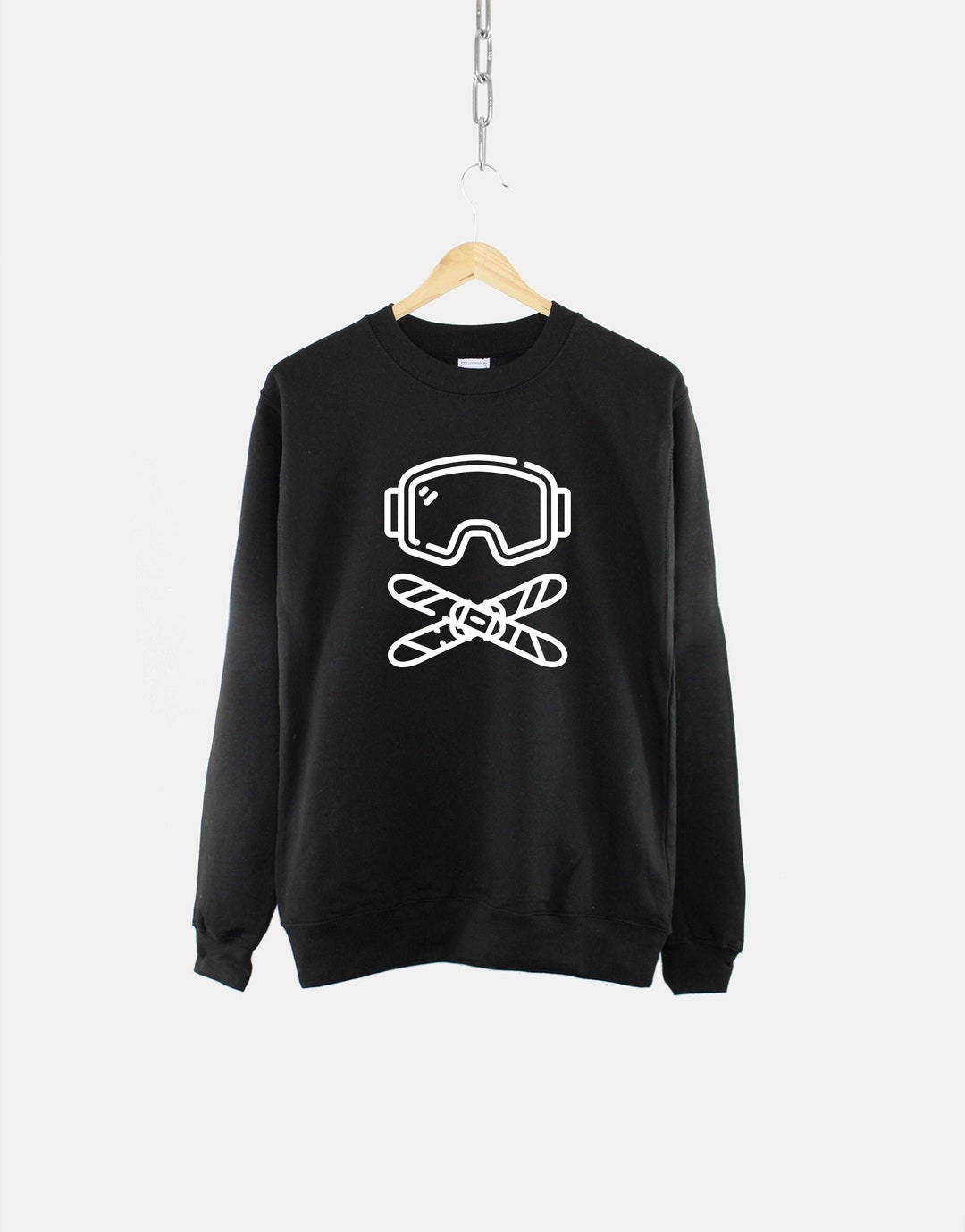 Skiing Sweatshirt - Ski Goggles and Skis Crewneck Sweat Shirt - Etsy