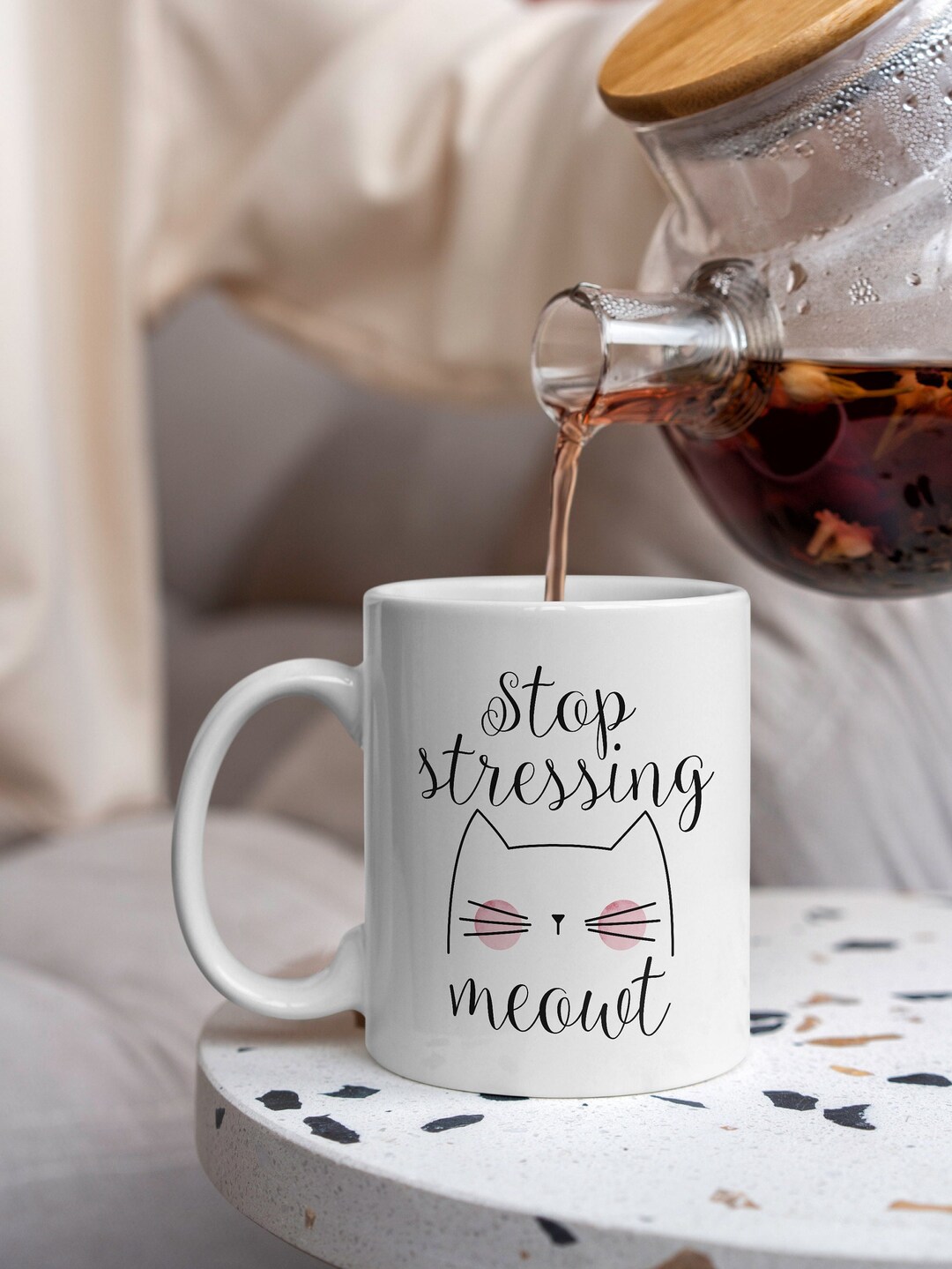 Stop Stressing Meowt Cat Coffee Mug - Funny Ceramic Mug - Etsy UK