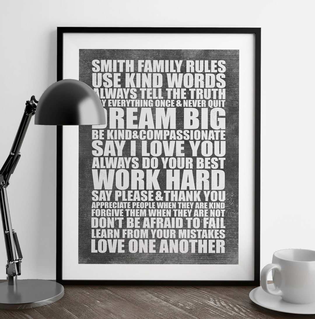 PERSONALIZED Family Rules Sign - Family Rules Subway Art - Printed or ...