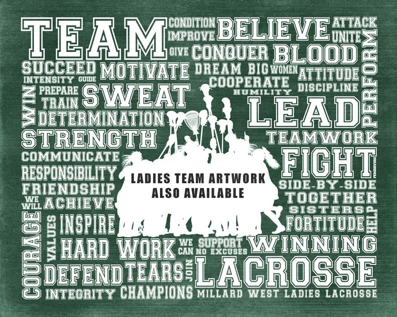 Personalized Team LACROSSE Word Art - Add Your Team Name! Girls ...