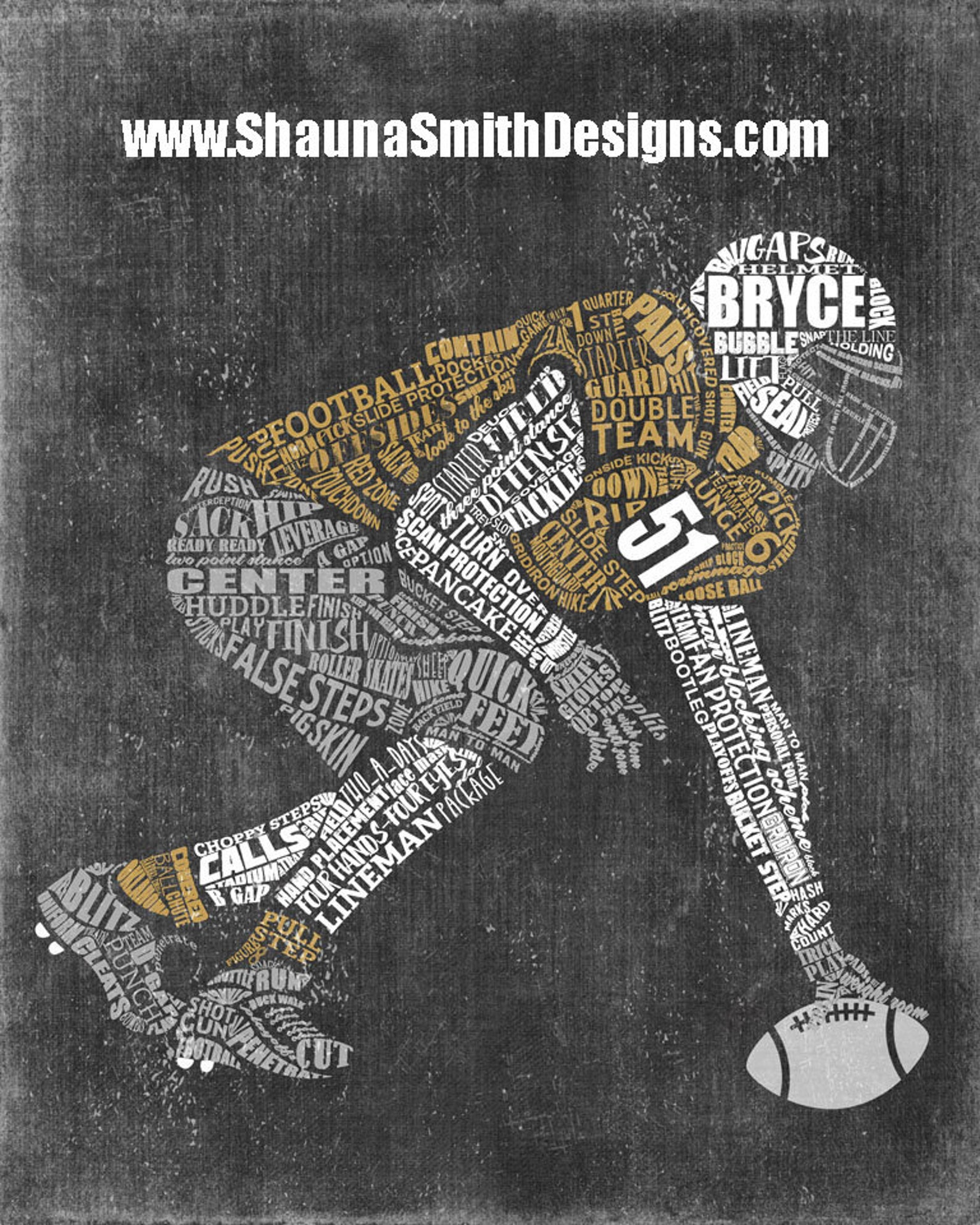 FOOTBALL Quarterback Gift - PERSONALIZED Football Gift Printed or ...