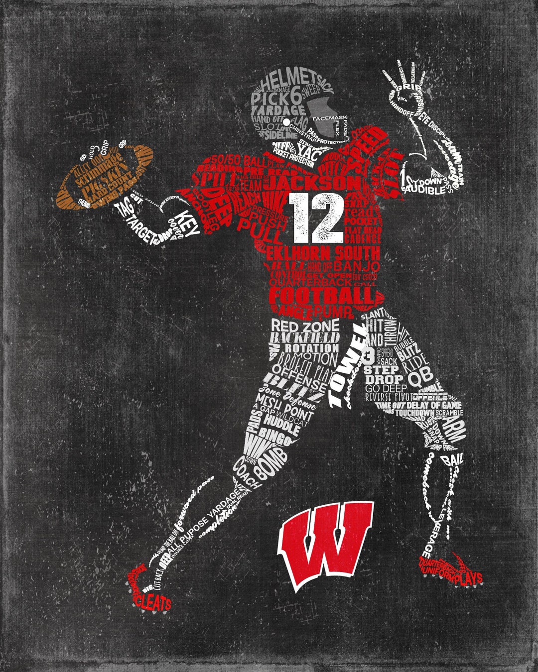 FOOTBALL Quarterback Gift - PERSONALIZED Football Gift Printed or ...