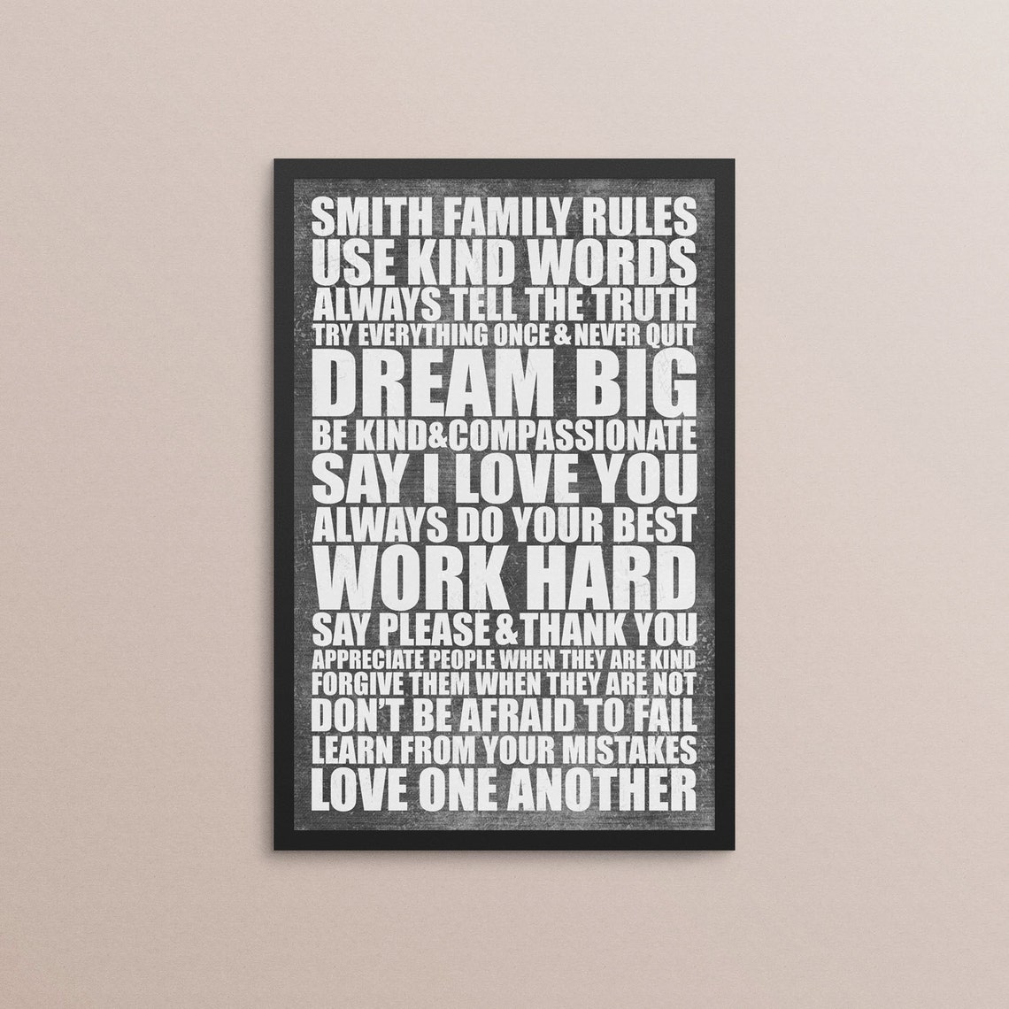 PERSONALIZED Family Rules Sign - Family Rules Subway Art - Printed or ...