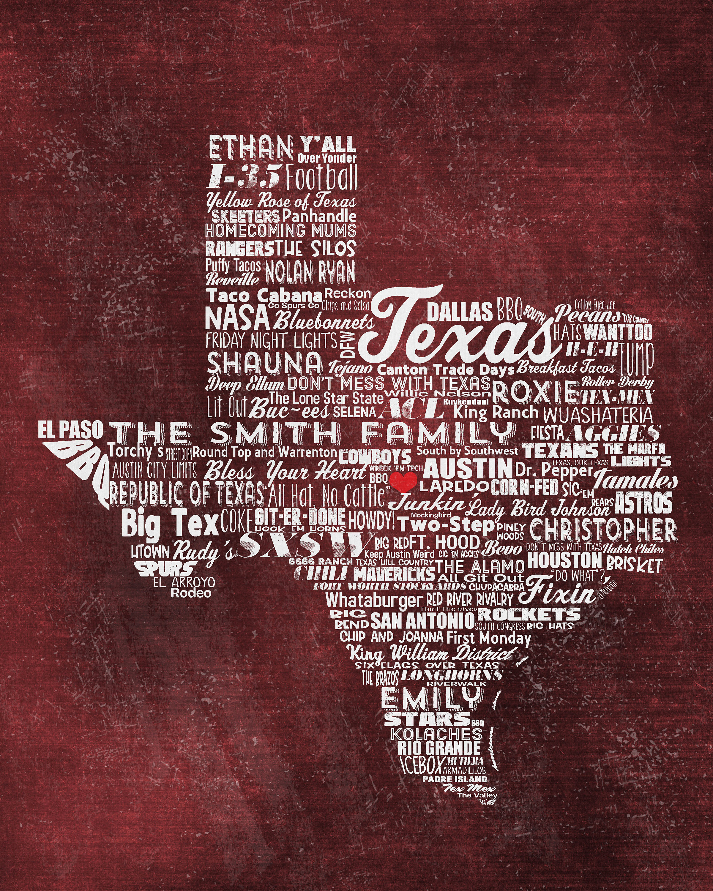 PERSONALIZED TEXAS Gift Texas Family Name Sign Texas State | Etsy