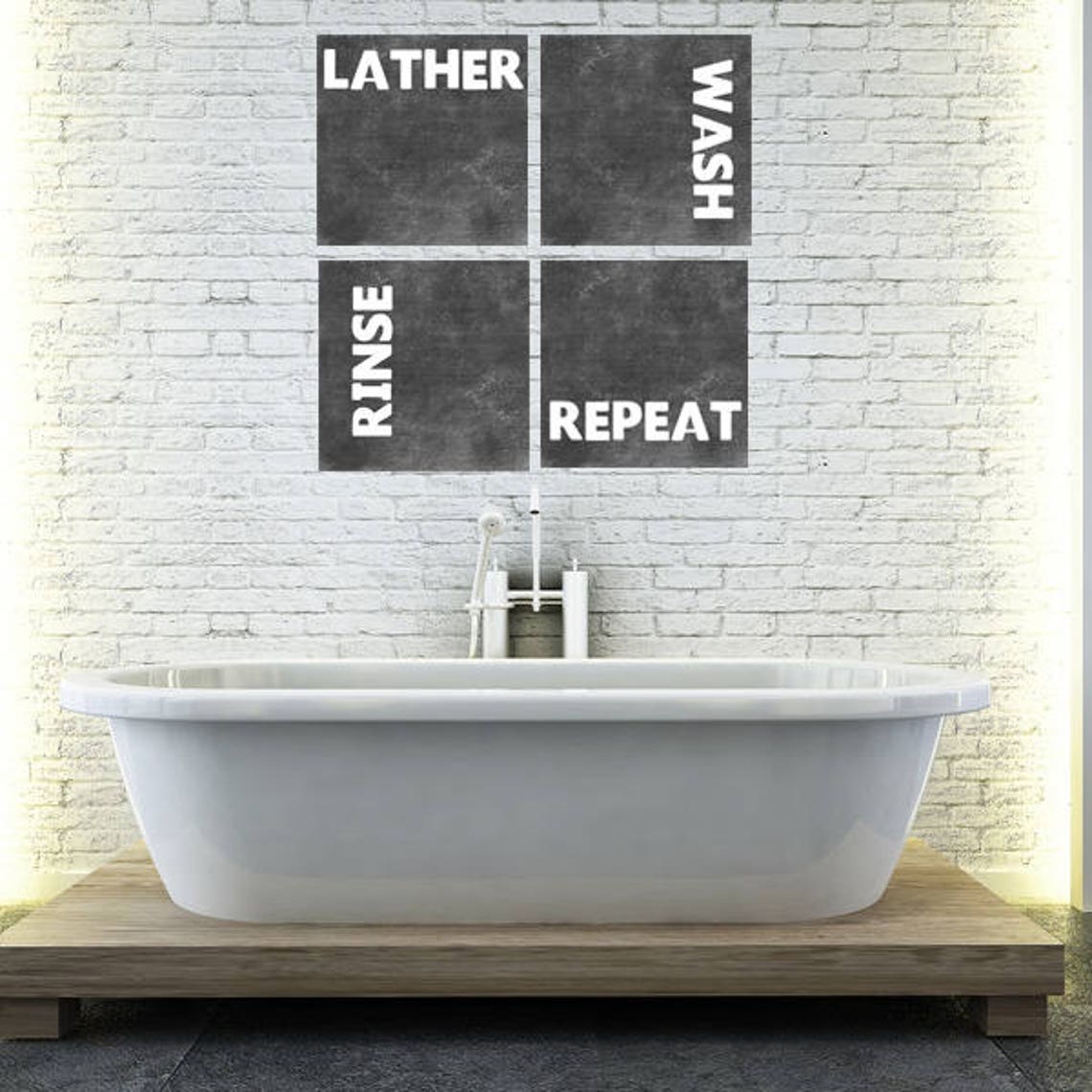 PRINTABLE Chalkboard Bathroom Wall Art Bathroom Artwork - Lather Wash ...
