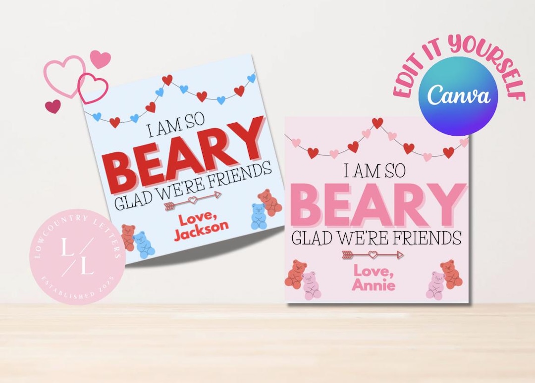 Editable Beary Cute Valentine| Gummy Bear Valentine| School Valentine ...