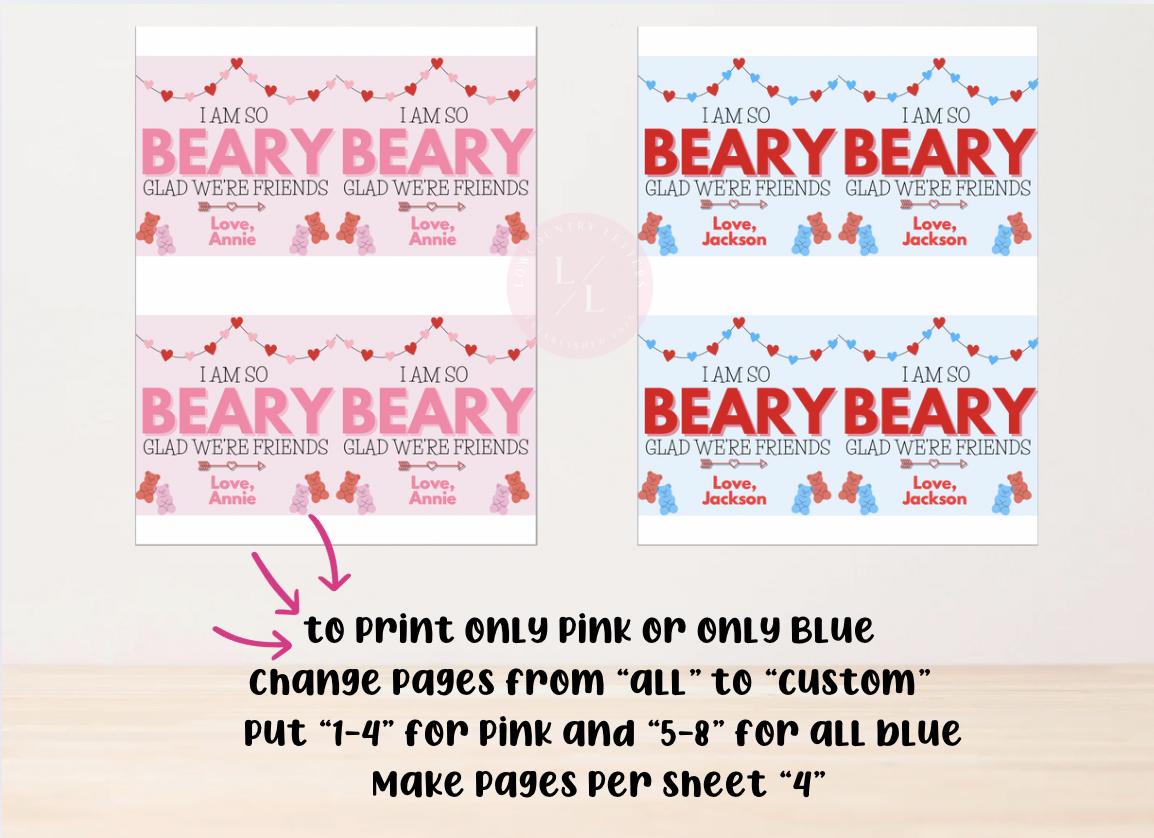 Editable Beary Cute Valentine Gummy Bear Valentine School Valentine ...