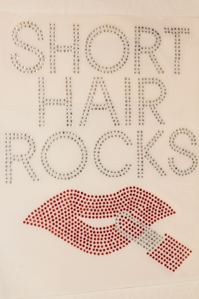 Short Hair Rock W/ Red Lips Rhinestone Iron on Transfer - Etsy