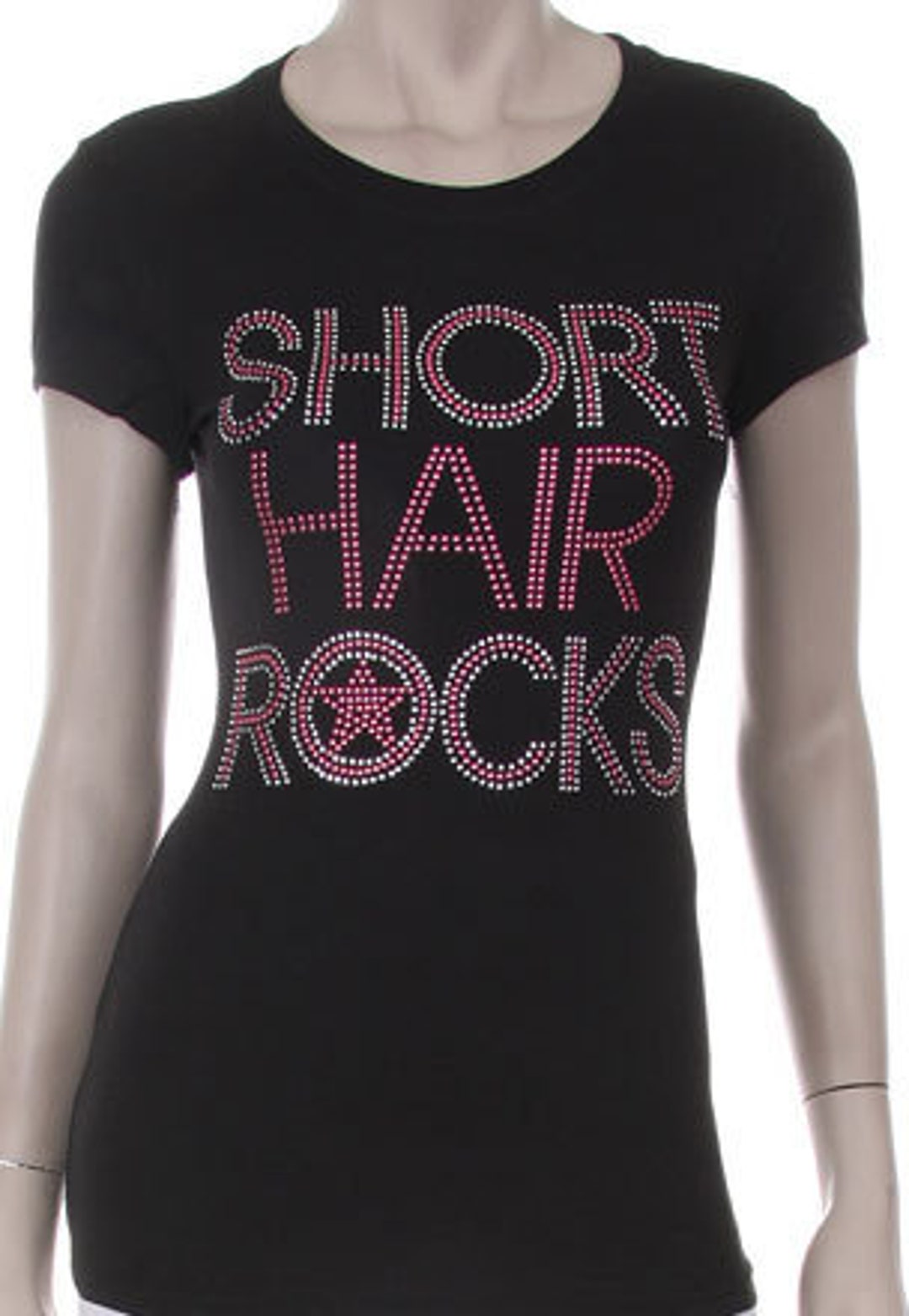 Short Hair Rock! With Star Rhinestone Iron on Shirt - Etsy
