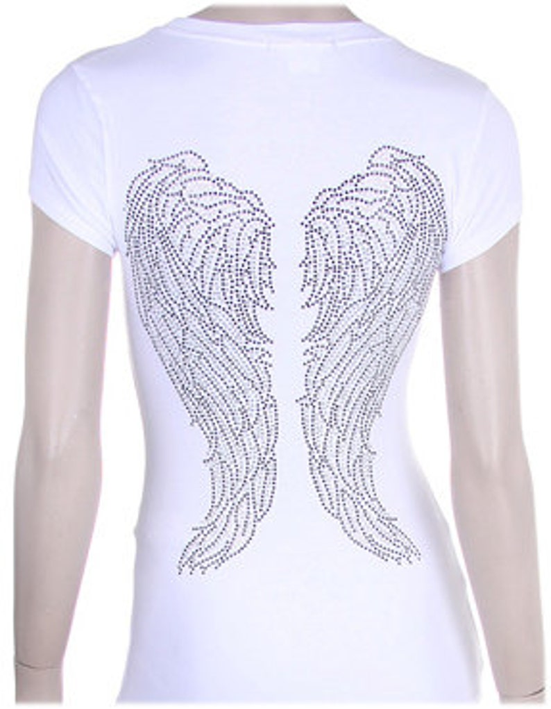 Angel Wings Silver and Black Rhinestone Iron on Shirt - Etsy