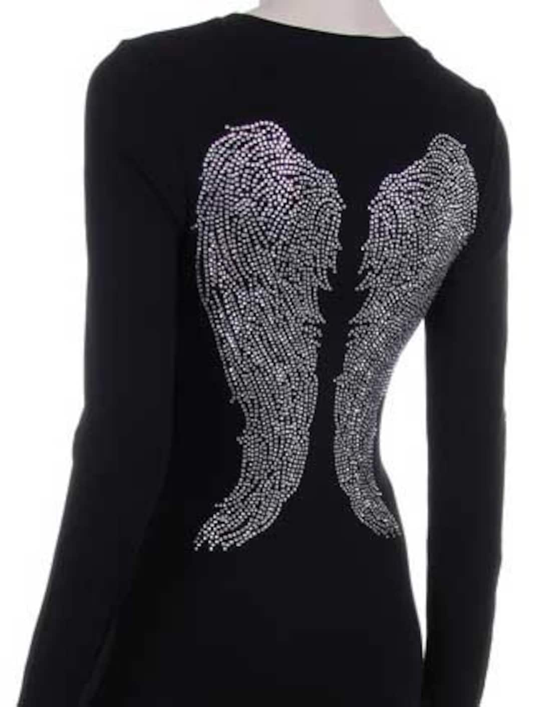 Silver Angel Wings Rhinestone Iron on Shirt - Etsy