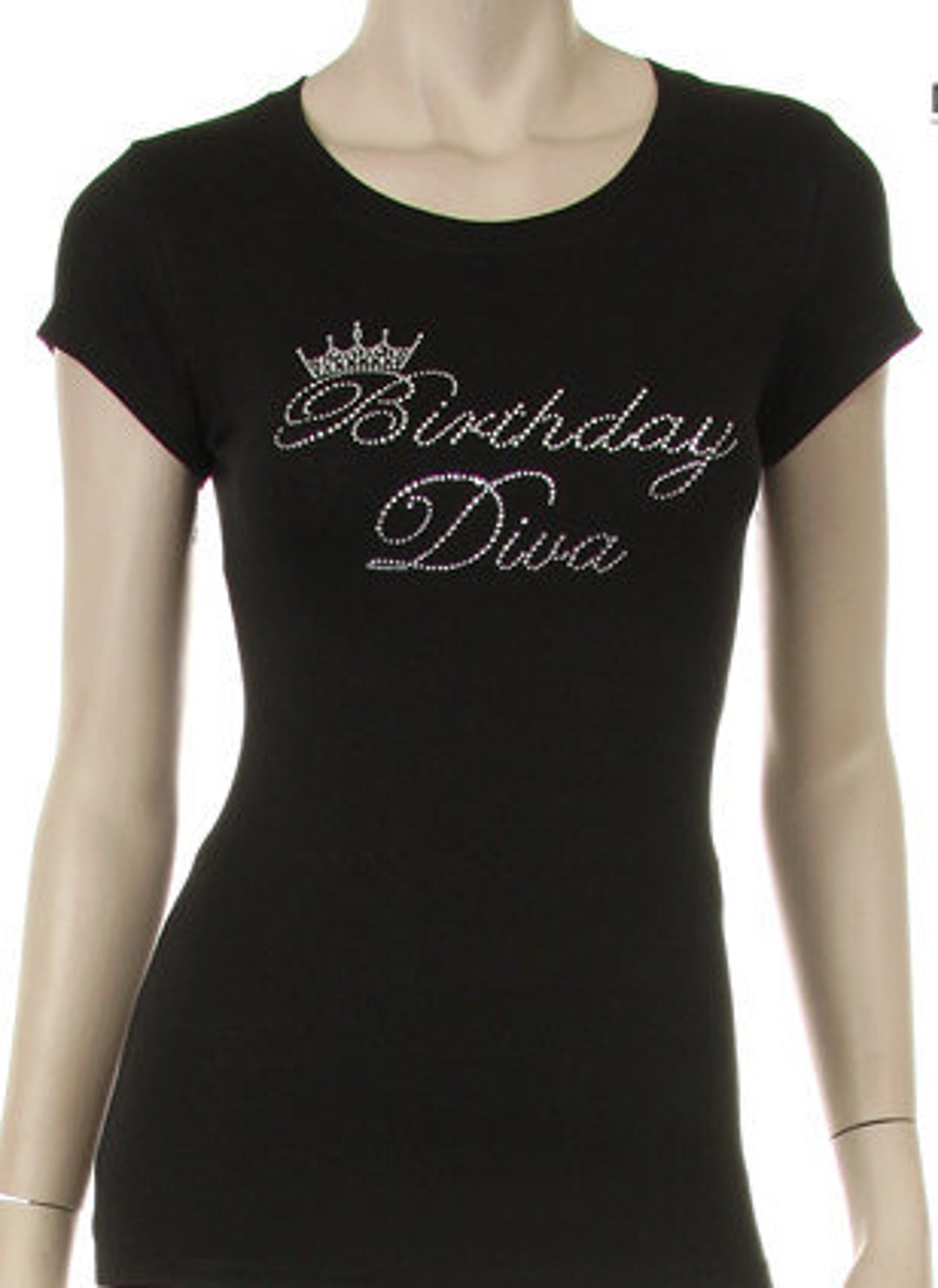 Birthday Diva Rhinestone Iron on Short Sleeve Shirt - Etsy