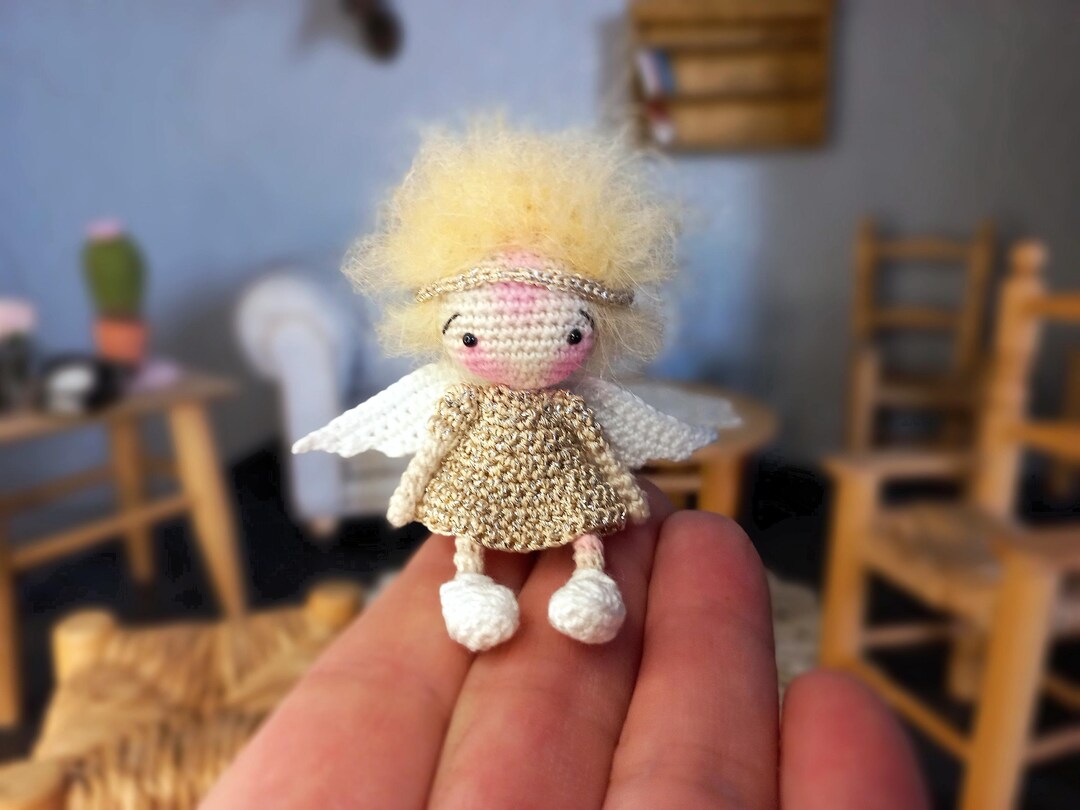 Crocheted Angel, Mini Blonde Doll, 6 Cm, My Creation, "microbe" Art and ...