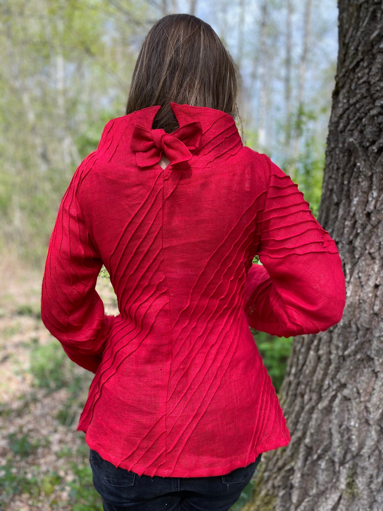 Red Unique Romantic Long Jacket ~ Blazer for Womens ~ Dressy Jacket ...