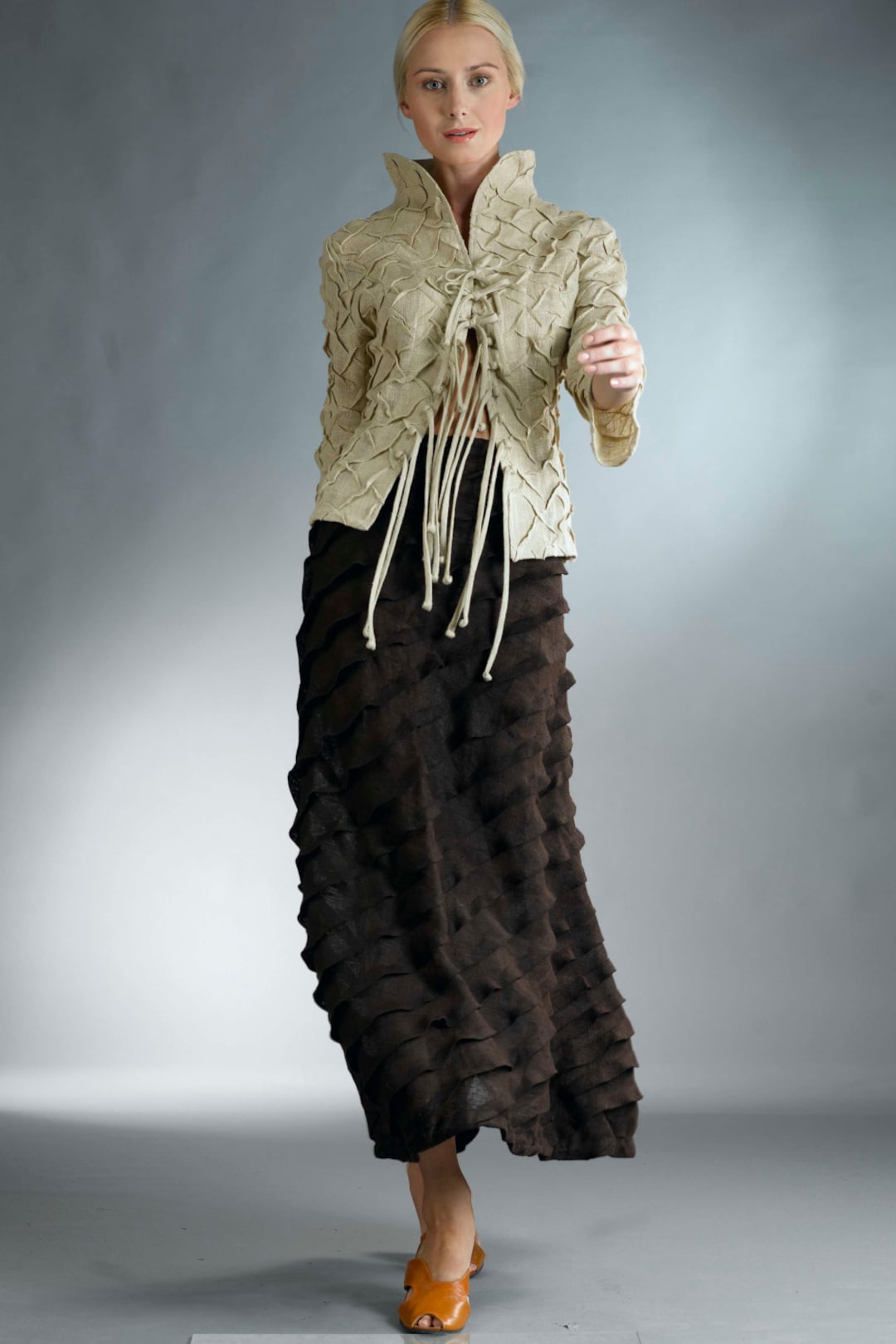 Unique Skirt / Long Skirt / Linen Skirt / Long Flowy Skirt / Boho Skirt ...