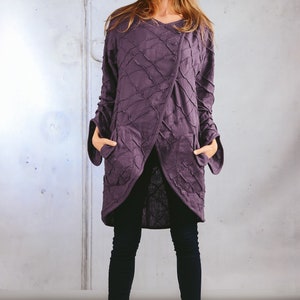 Violet Long Jacket / Linen Clothing / Violet Blazer for Women / Linen ...