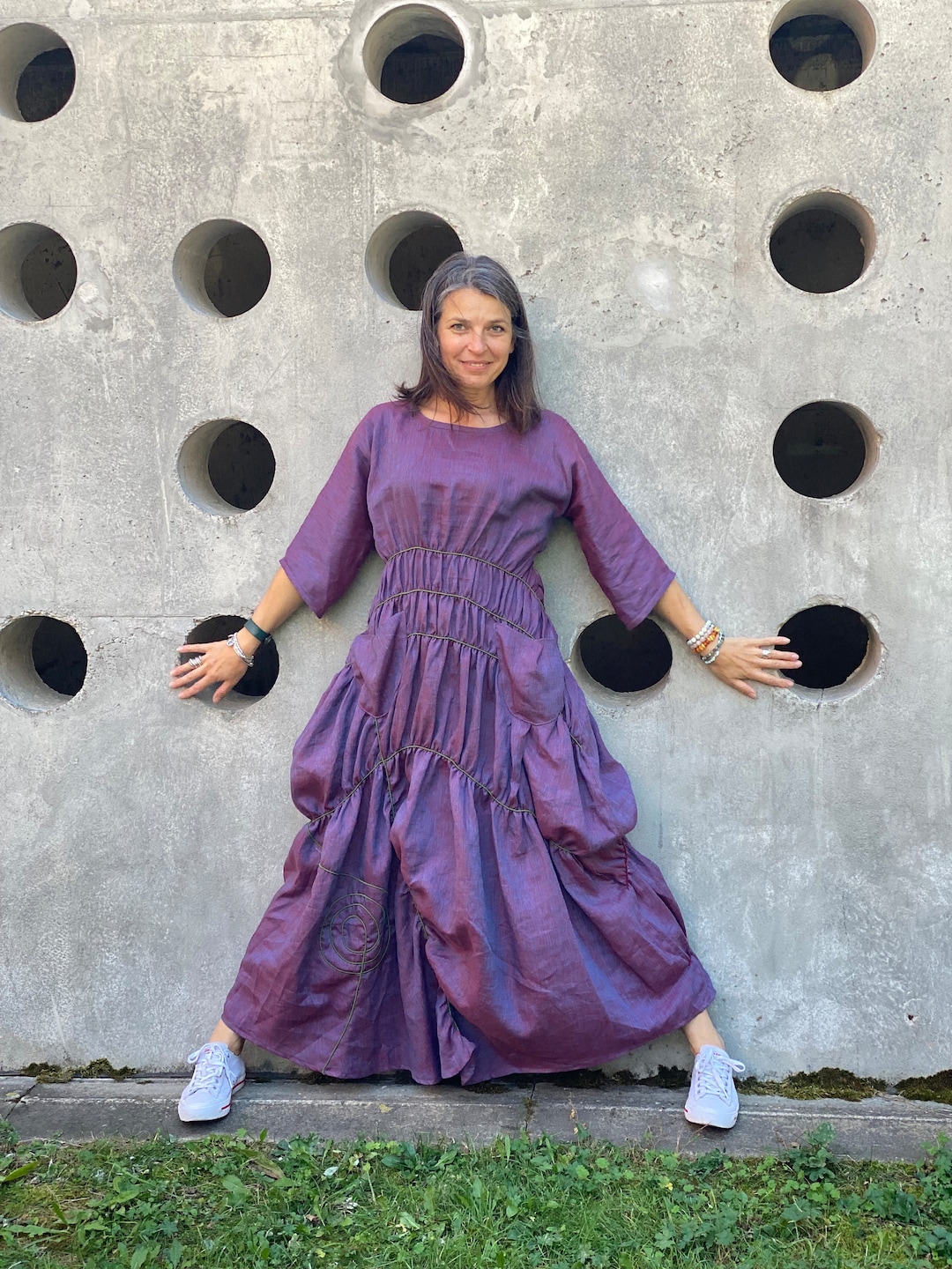 Violet Comfy Dress - Linen Dress - Linen Clothing - Custom Dress ...