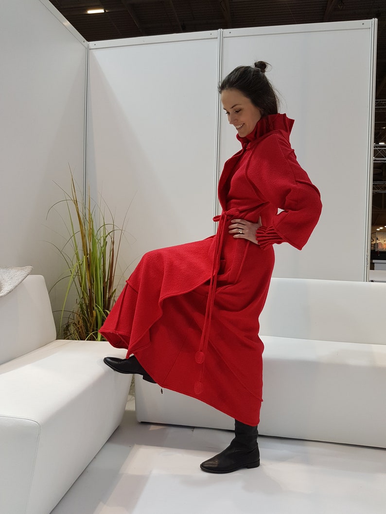 NEW Bohemian Light Long Red Coat / Avant Garde / Women Long | Etsy