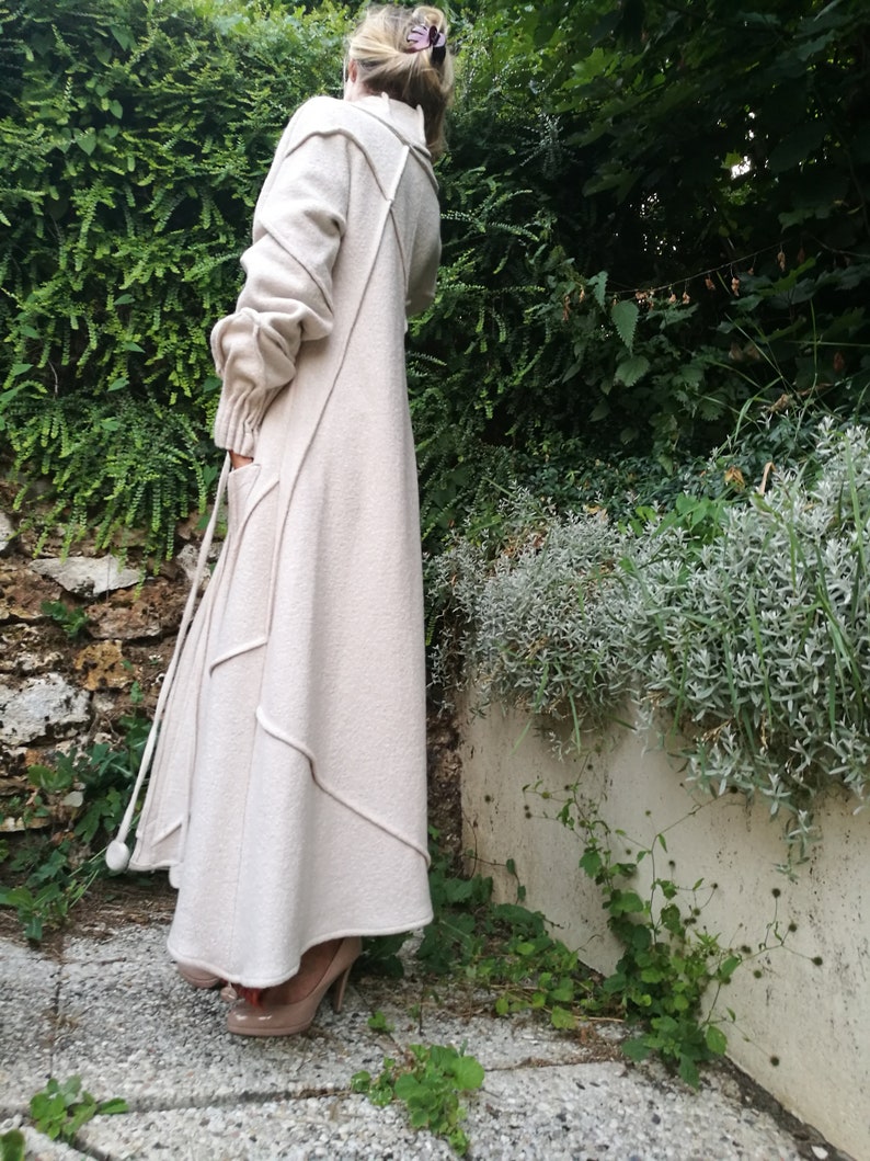 NEW Bohemian Light Long Red Coat / Avant Garde / Women Long Full Length ...