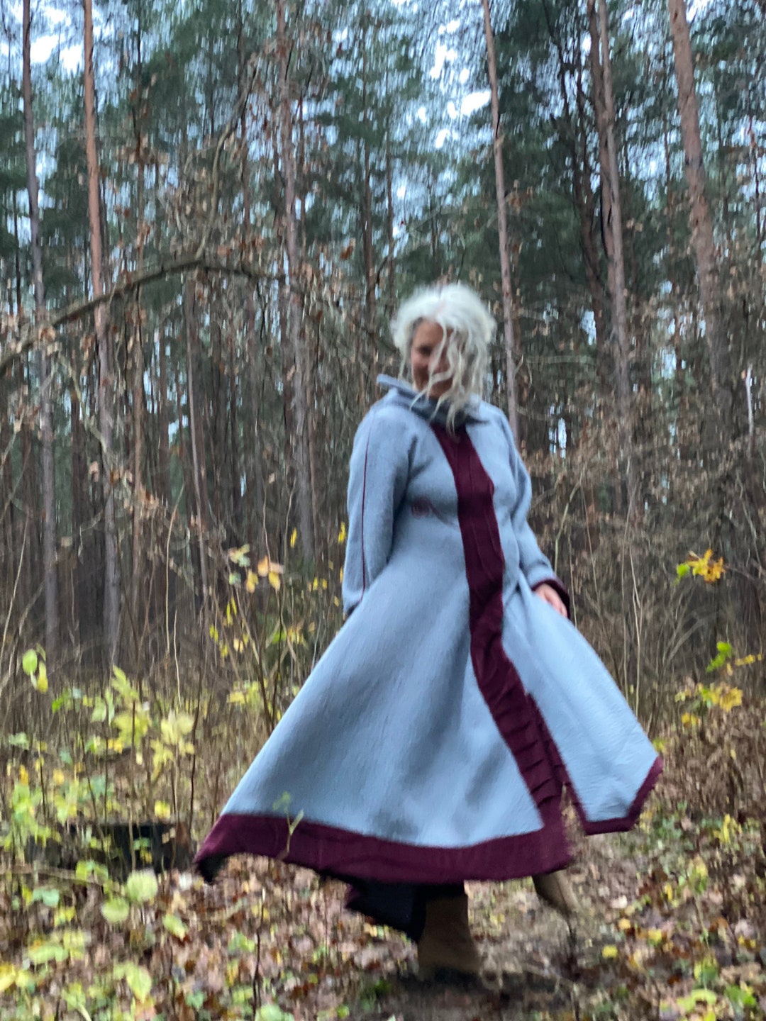 New Unique Grey Long Light Cozy Angora Wool Coat Designer Aiste Anaite ...