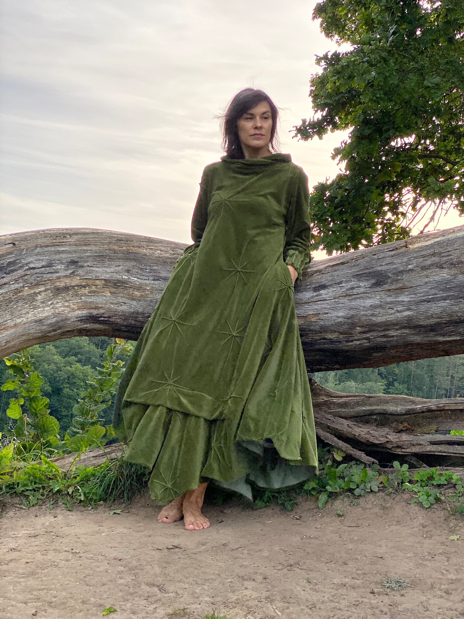 Green Cotton Soft Cozy Dress – Comfortable Cotton Attire -lightweight ...