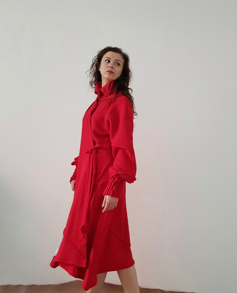 Red New Coat / Unique Contemporary Designer / Coat for Women / Long ...