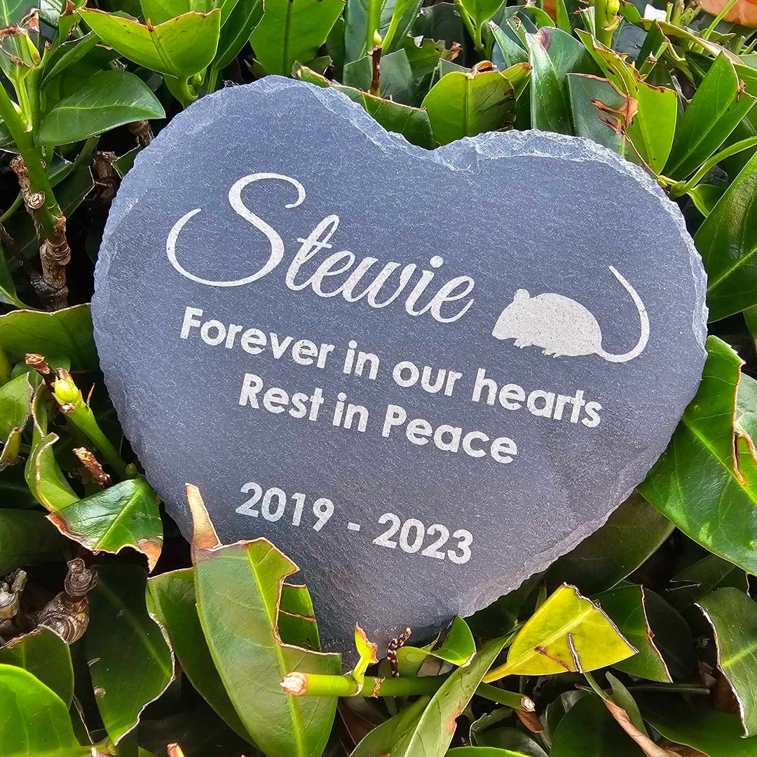 Personalised Engraved Heart Shape Natural Slate Pet Memorial Grave ...