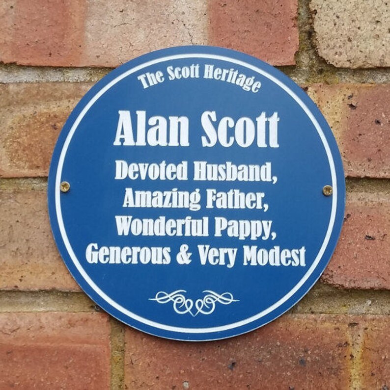 Engraved Personalised Blue Heritage Wall Plaque Sign Birthday - Etsy