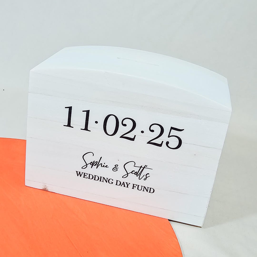 Personalised Wedding Day Fund Moneybox | Custom Wooden Moneybox ...