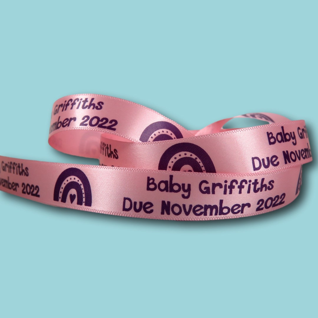 Personalised Baby Shower Ribbon | 15mm New Baby Ribbon | Craft Ribbon ...