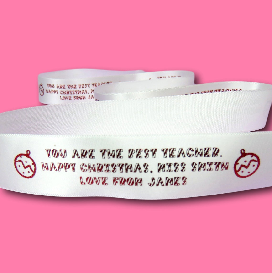 Personalised Christmas Ribbon Best Teacher Printed Ribbon - Etsy