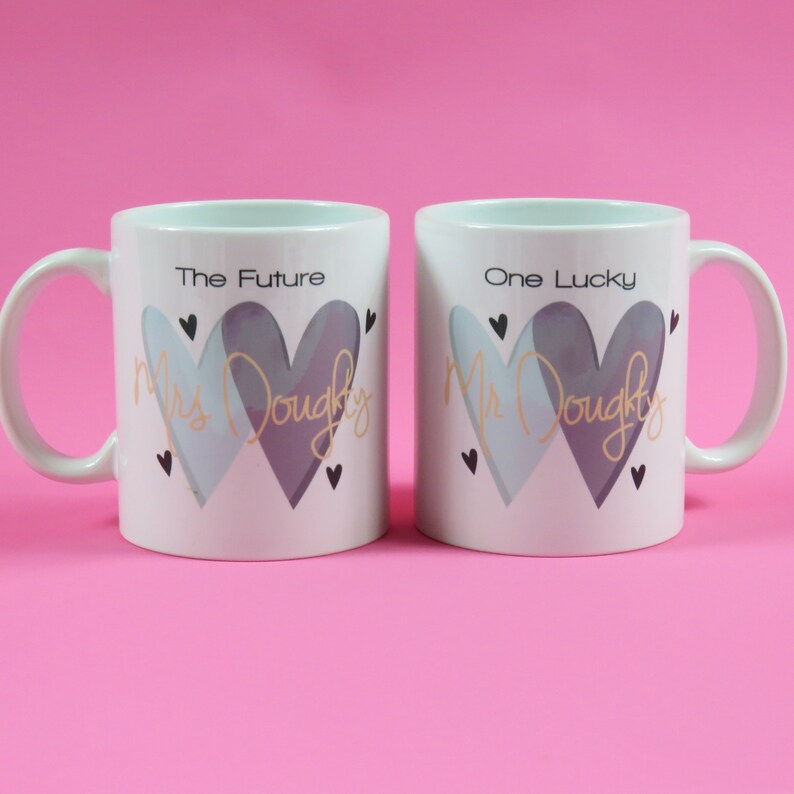Personalised Engagement Mug Set He Asked I Said Yes Mugs Engagement ...