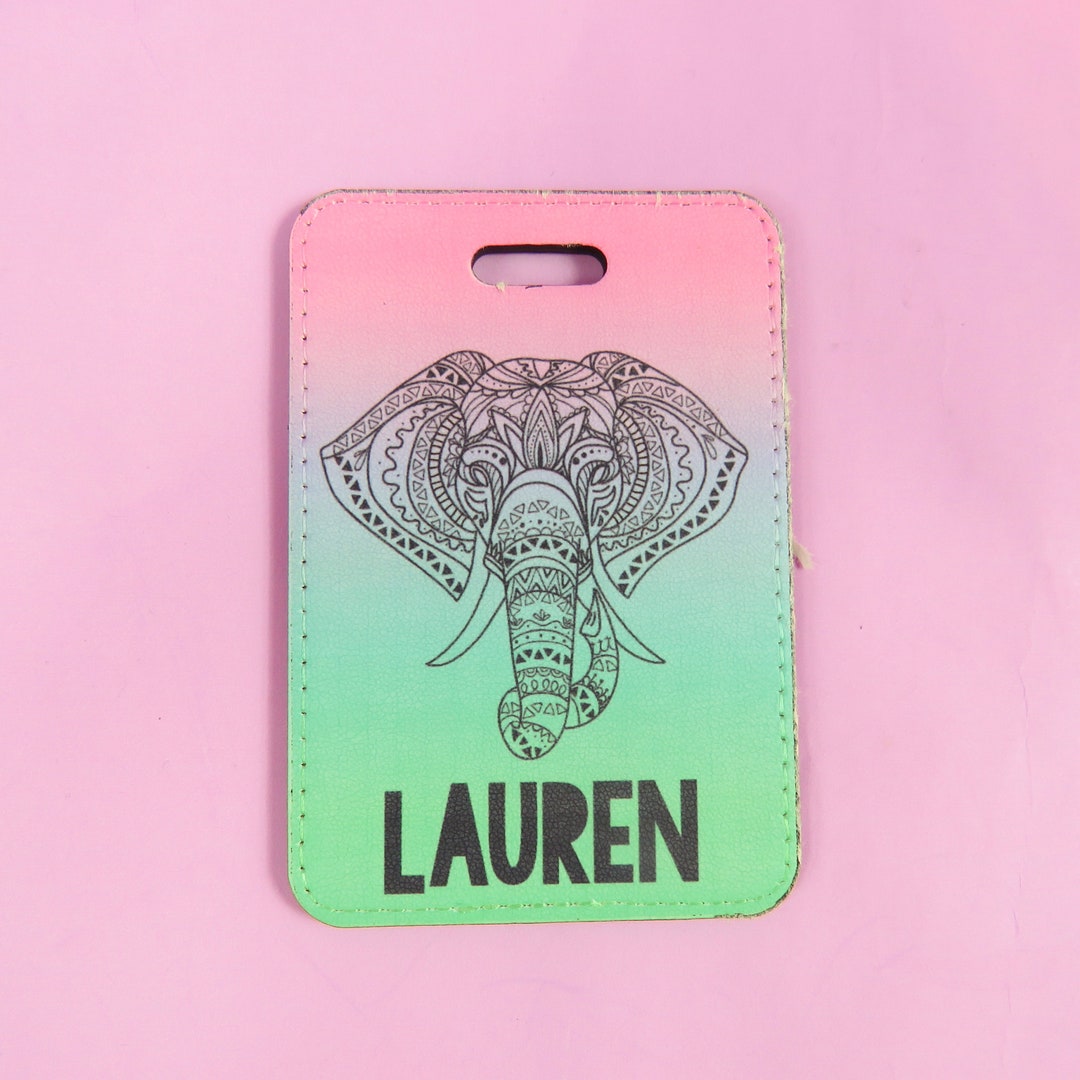 Elephant Luggage Tag Mandala Personalised PU Luggage Tag Travel Gift ...