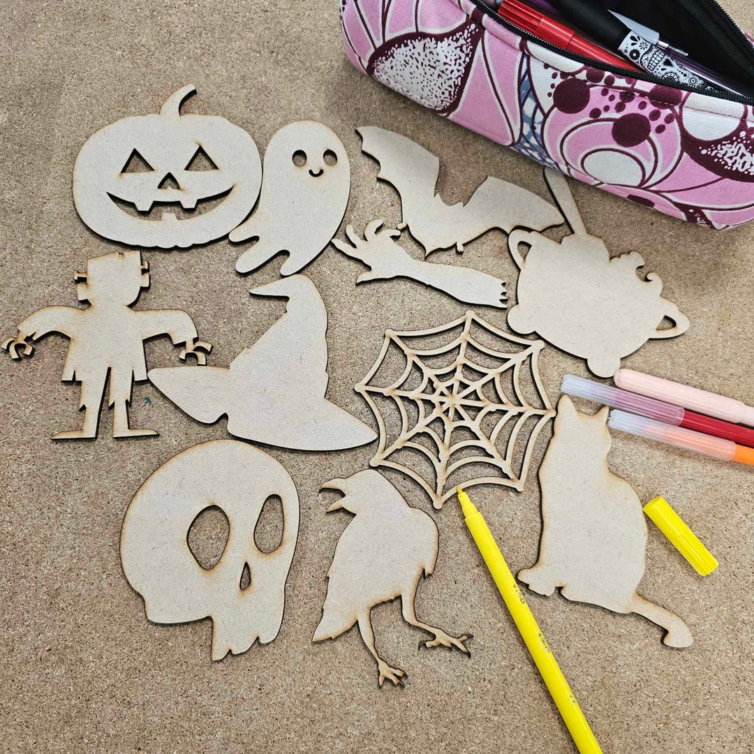 Halloween Wooden Shape Craft Halloween Shape Embellishment 3mm - Etsy