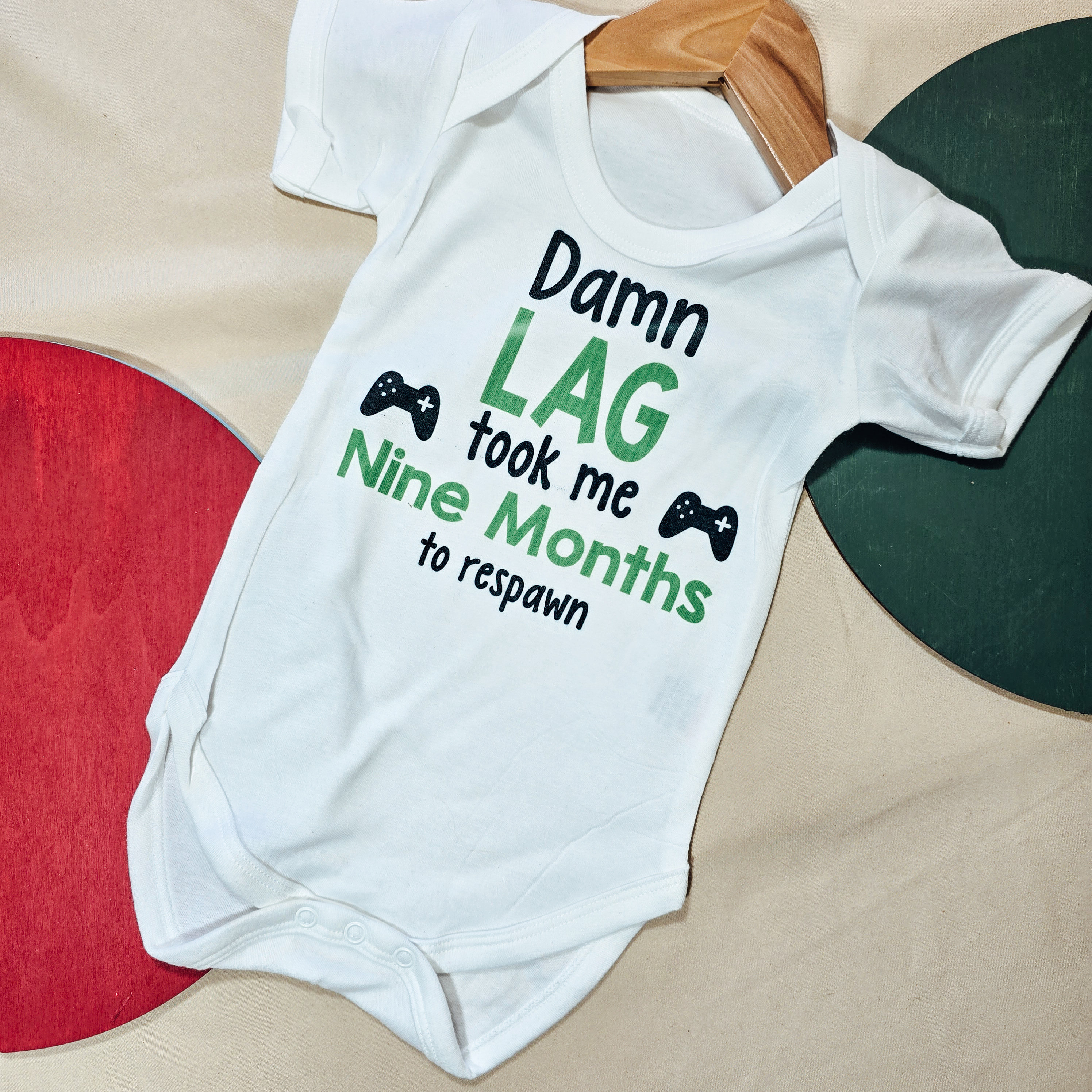 Gaming Themed Baby Vest - Funny 'damn Lag Took Me 9 Months to Respawn ...