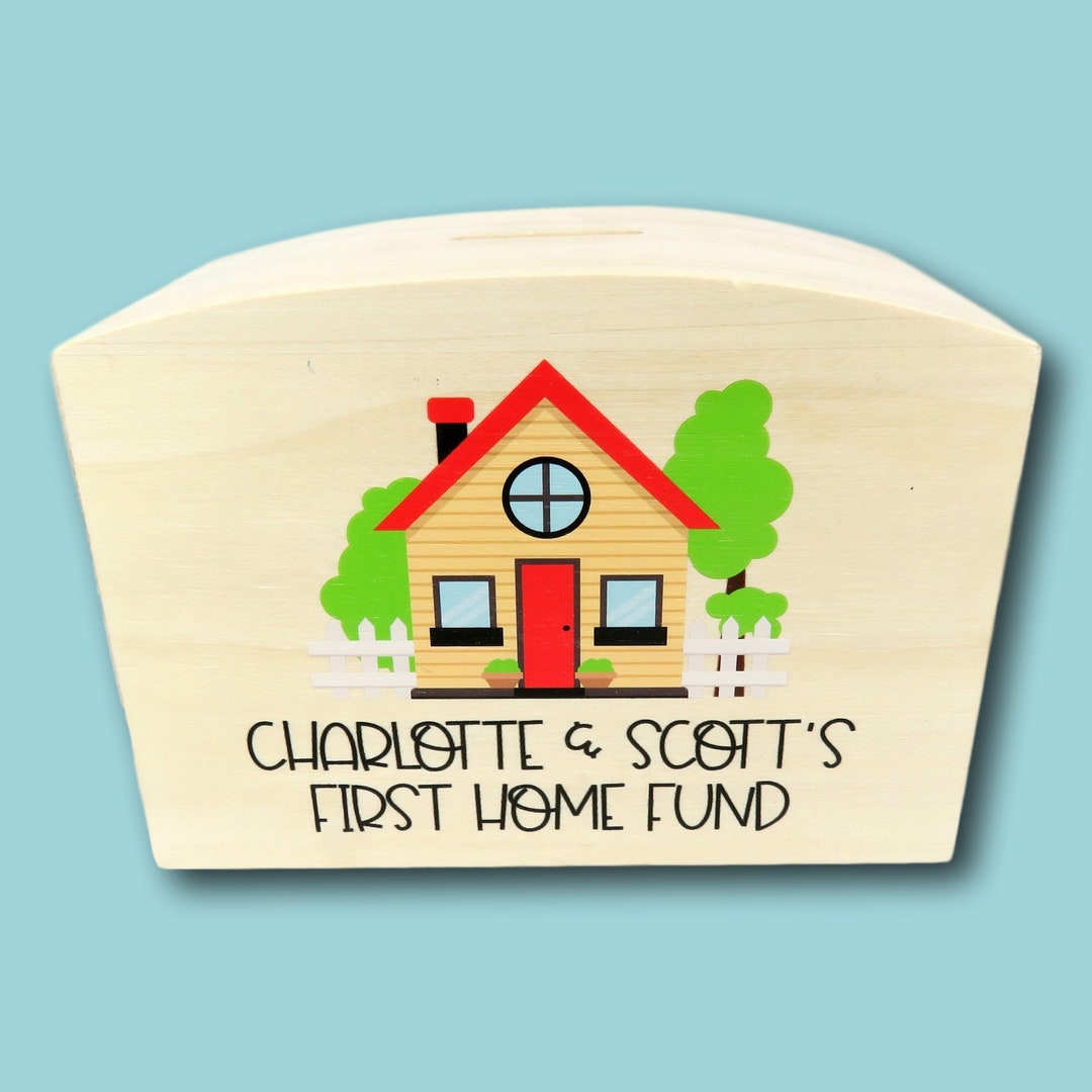 Personalised Wooden House Fund Money Box | Personalised Money Box ...