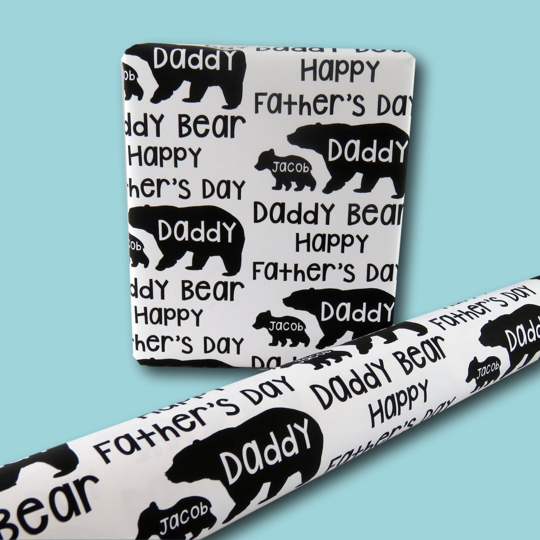 Father's Day Gift Wrap Daddy Bear Wrapping Paper Personalised Dad Wrap ...