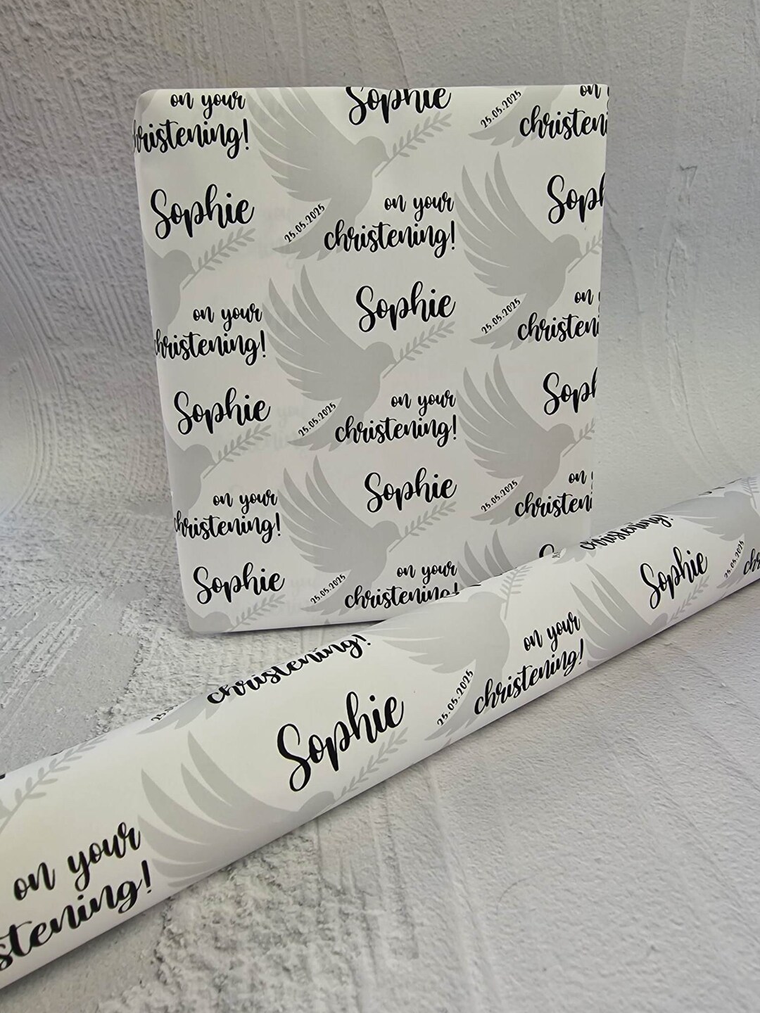 Christening Wrapping Paper Baptism Gift Wrap Personalised Wrap Wrapping ...